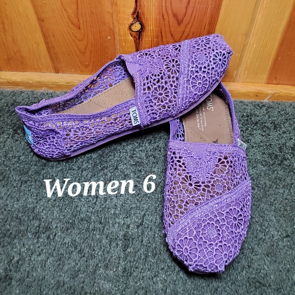 Toms | Shoes | Toms Purple Crochet Women 6 | Poshmark